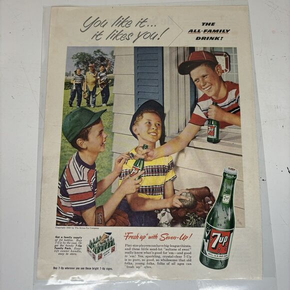 7 Up | Art | Vintage 7up All Family Drink Magazine Ad Neighbor Kids ...